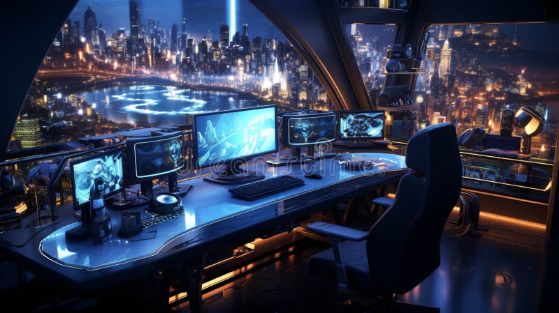 A Modern Computer Technology Room Interior Stock Photo - Image of ...