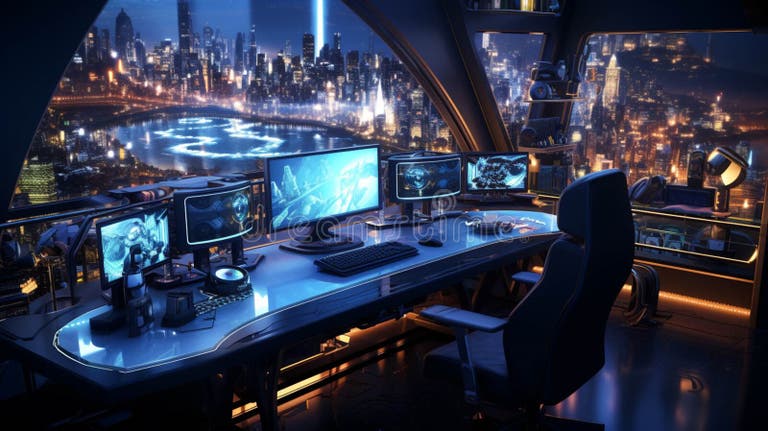 A Modern Computer Technology Room Interior Stock Photo - Image of ...