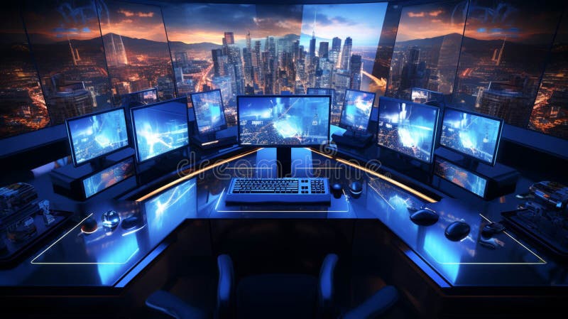 A Modern Computer Technology Room Interior Stock Photo - Image of white ...