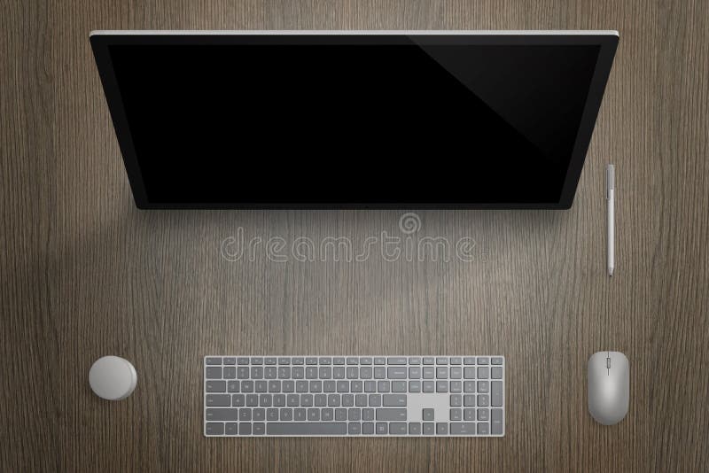 Modern Computer Touch Display for Designer. Top View Scene with Pen ...