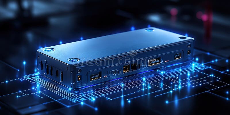 Modern Computing Device with Glowing Circuit Connections Displayed on a ...