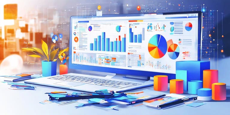 Modern Business Strategy: Analysis of Data and Development Statistics Stock Illustration ...