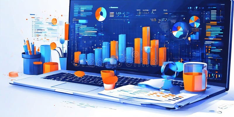 Modern Business Strategy: Analysis of Data and Development Statistics Stock Illustration ...