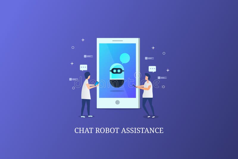 Chat Bot Assistance, People Interacting with a Chat Bot. Automated ...