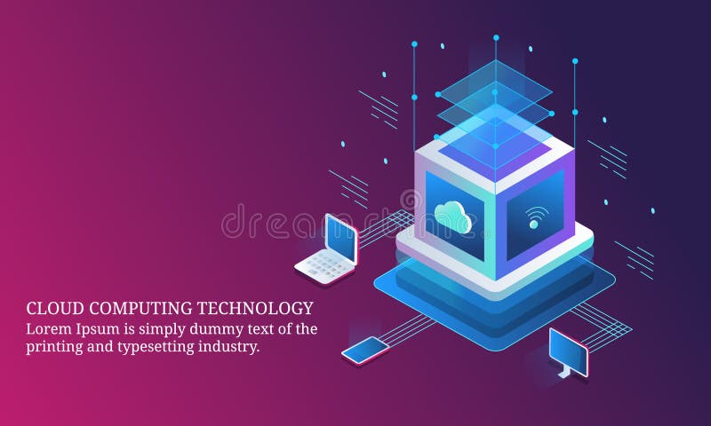Cloud Computing Technology, Computer Data Information, Secure Server Isometric Design Concept ...