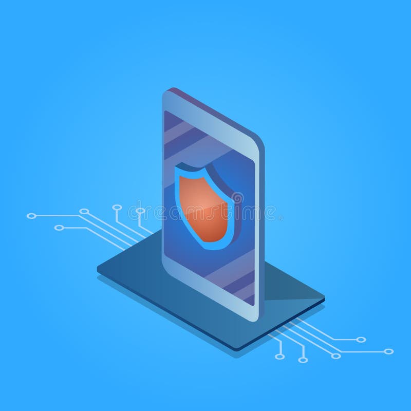 Mobile Security and Data Protection, Isometric Design, Vector ...