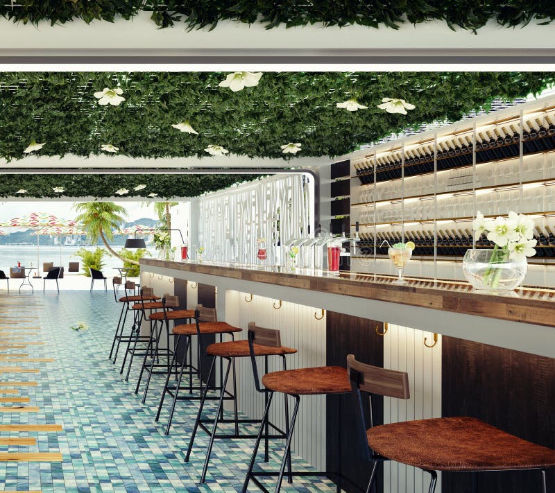 Modern Concept Design of Beach Cocktail Lounge Bar Stock Illustration ...