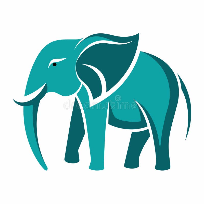 A Modern Concept Design of a Blue Elephant Standing on a Plain White ...