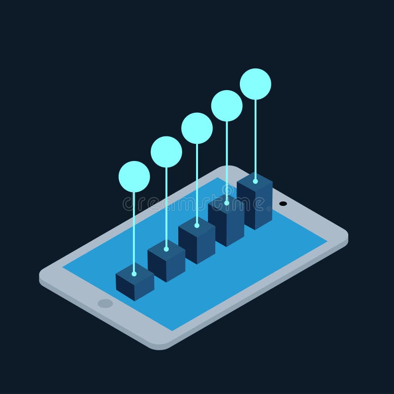 Modern Concept Isometric Mobile Marketing Infographic Stock Vector ...