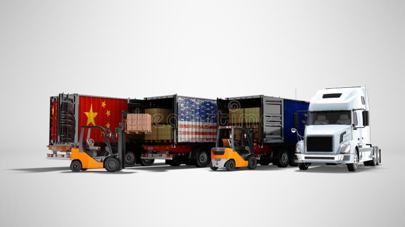 Modern Concept of Loading Goods in Trailer for Transporting Dump Trucks ...