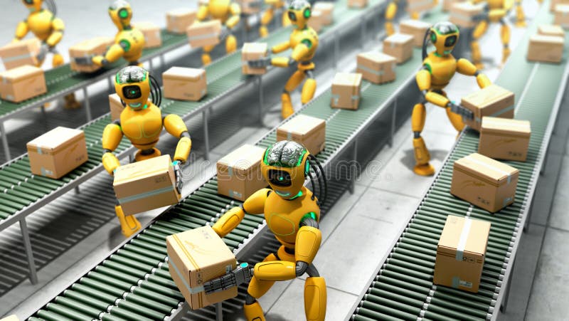 Modern Sorting System Conveyor Concept Cardboard Boxes on Conveyor 3d ...