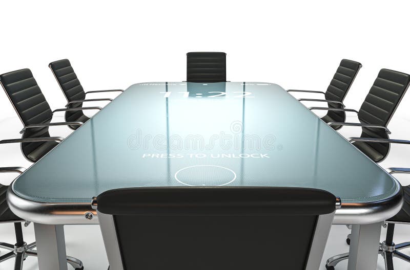 Smartphone Boardroom Table and Chairs Stock Illustration - Illustration ...