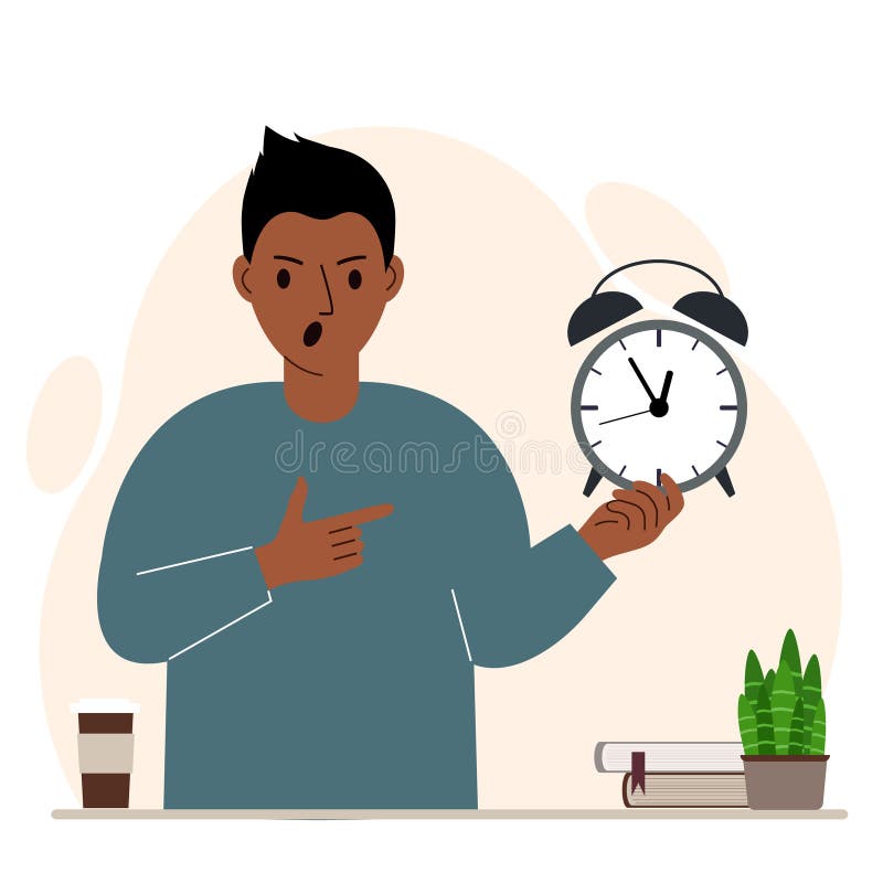 Modern Concept of Time Management Illustration. a Screaming Man Holds ...