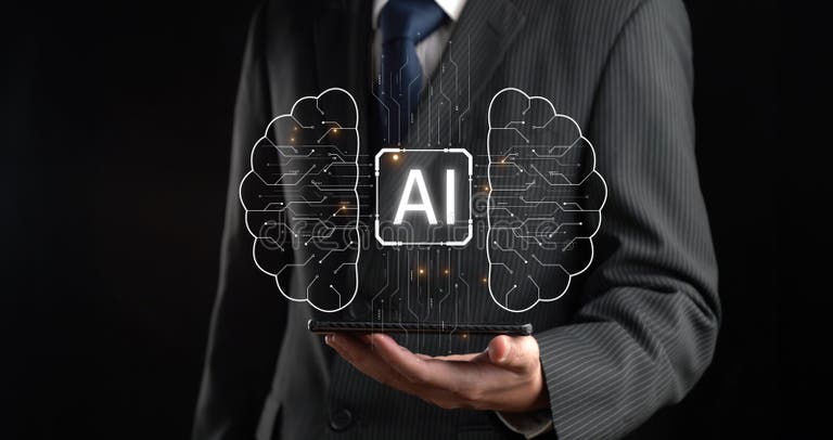 Modern Concepts of Generative AI and Artificial Intelligence Technology with Brain Graphics for ...