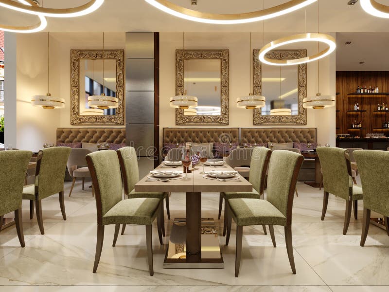 The Modern Conceptual Interior Design of the Restaurant is in ...