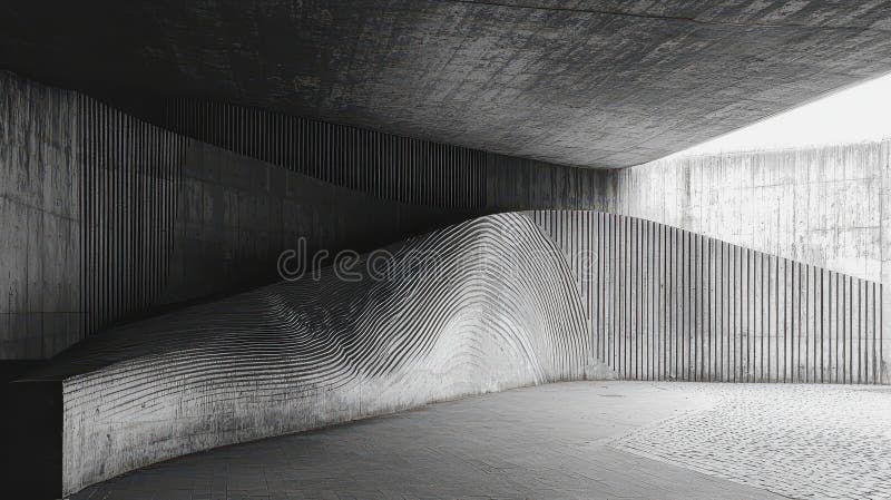 Abstract Architectural Concrete Structure with Fluid Design Stock Photo ...