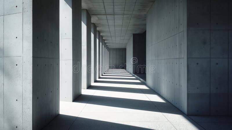 Modern Concrete Architecture Corridor Stock Photo - Image of building ...