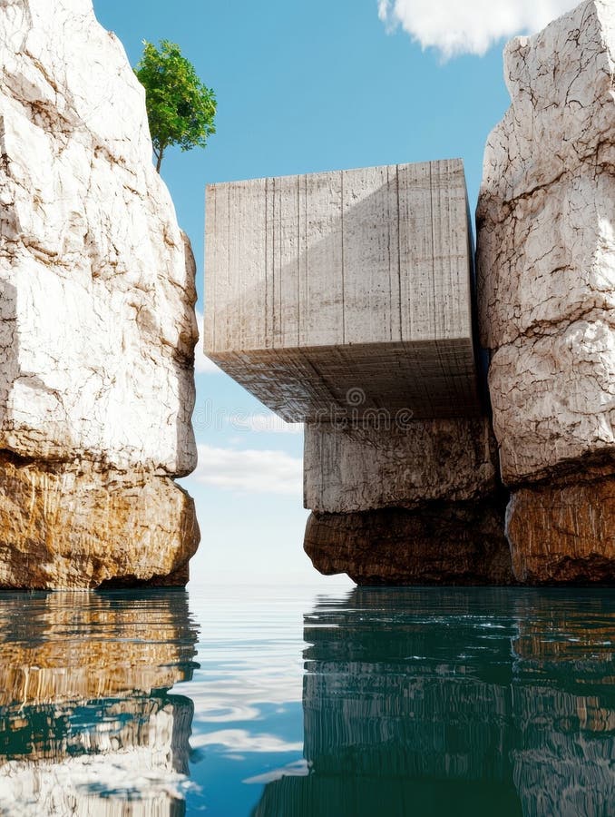 Modern Concrete Architecture Nestled between Cliffs Overlooking the ...