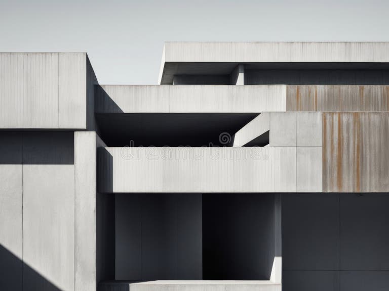 Modern Concrete Architecture Showcasing Layered Forms and Shadows ...