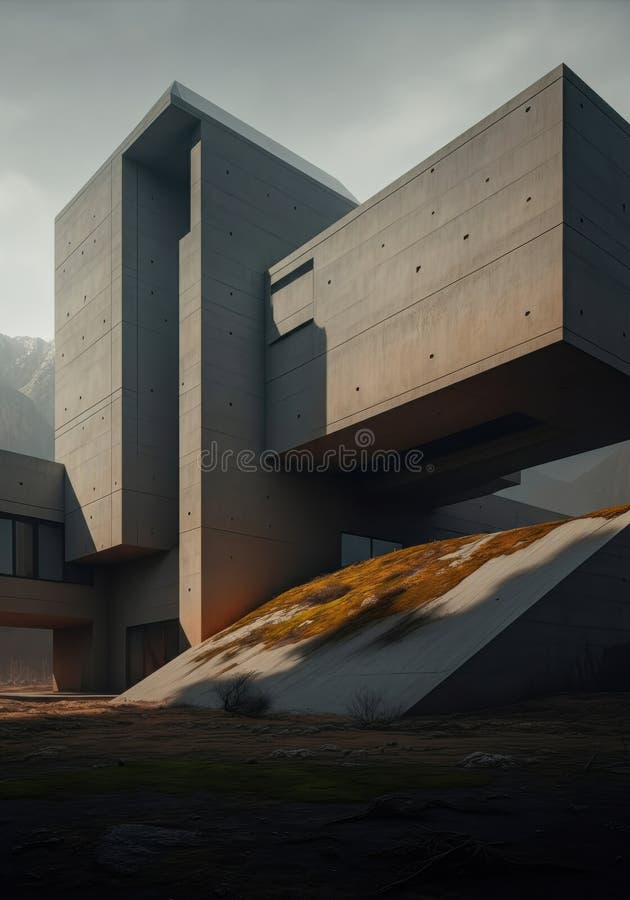 Modern Concrete Architecture Unique Geometric Shapes Natural ...