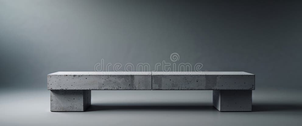 Modern Concrete Bench in Dramatic Gray Studio Setting Stock Image ...