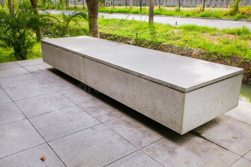 Modern Concrete Bench in the Garden Stock Image - Image of peaceful ...