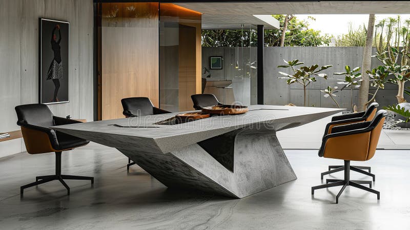 Modern Concrete Dining Table with Unique Design in a Contemporary Home ...