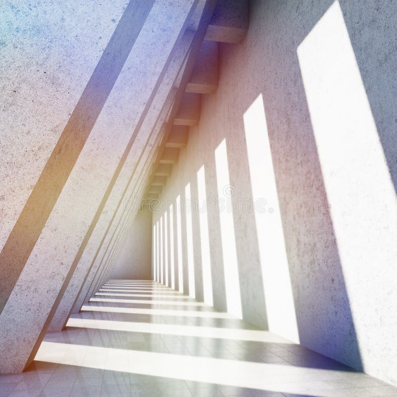 Modern concrete hall stock illustration. Illustration of contemporary ...