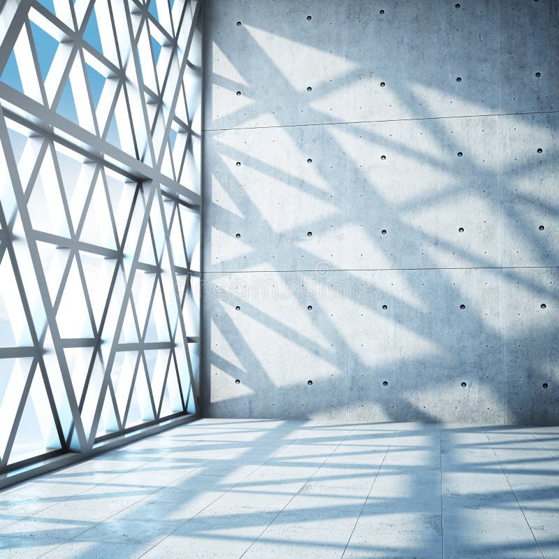 Modern concrete hall stock illustration. Illustration of construction ...