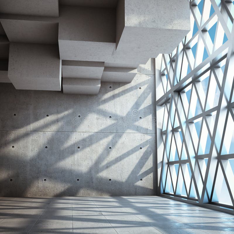 Modern concrete hall stock illustration. Illustration of building ...