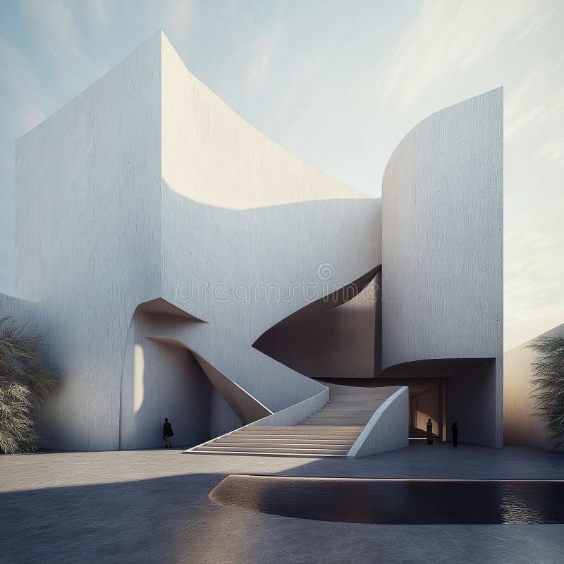 Modern Concrete House with Geometric Design Stock Image - Image of ...