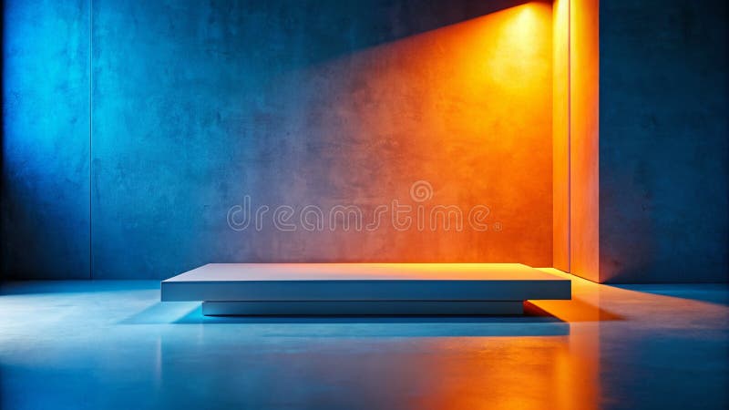 Modern Concrete Product Display a Striking BlueOrange Gradient Platform ...