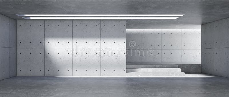 Modern Concrete Room Space, Floor, Wall, and Ceiling are Concrete ...