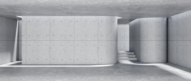 Modern Concrete Room Space, Floor, Wall, and Ceiling are Concrete ...