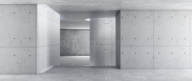 Modern Concrete Room Space, Floor, Wall, and Ceiling are Concrete ...
