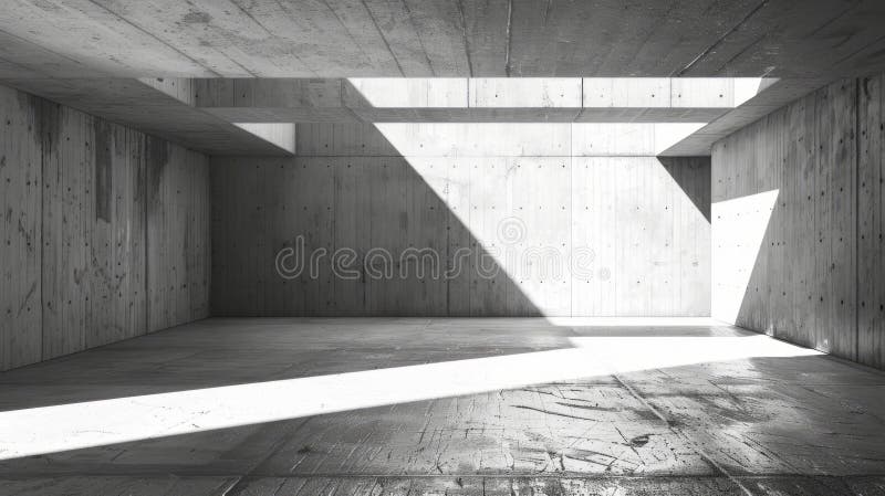Modern Concrete Room with Sunlight from Horizontal Ceiling Stock Photo ...