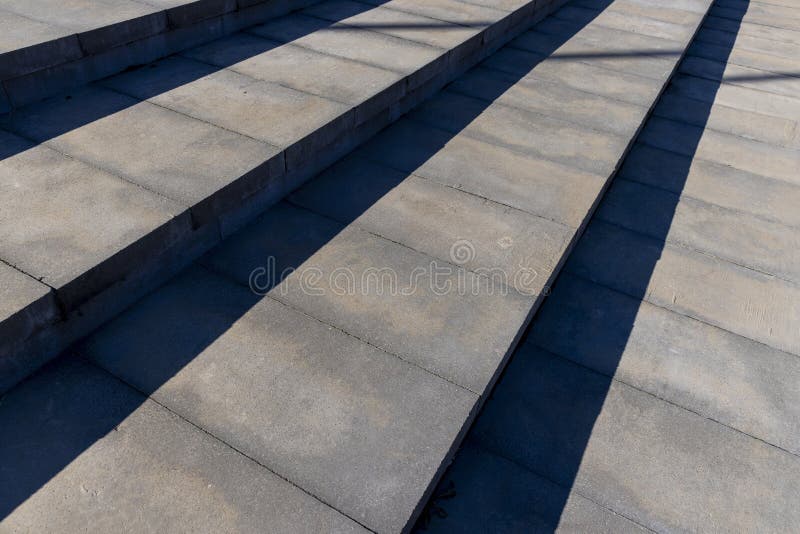 Modern Concrete Staircase with Long Steps Stock Image - Image of ...