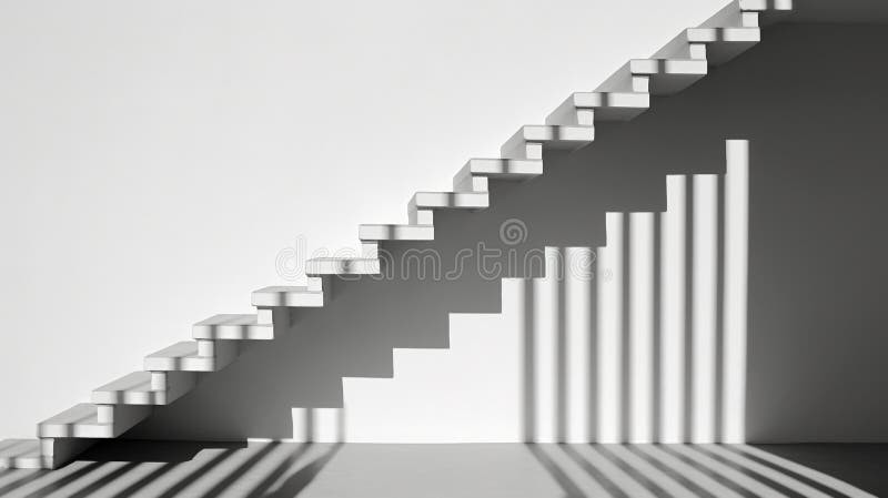 Modern Concrete Staircase with Shadows from the Wall in the Morning ...