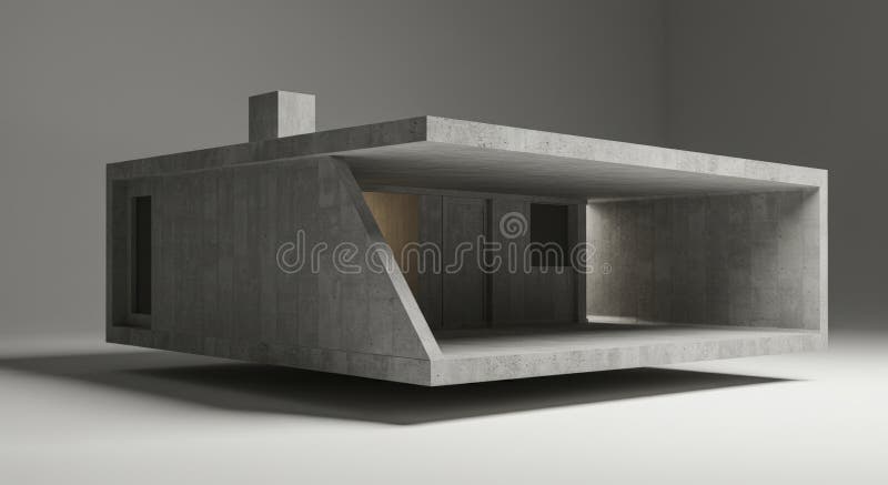 Modern Concrete Structure Architectural Design on Gray Background for Design Stock Illustration ...