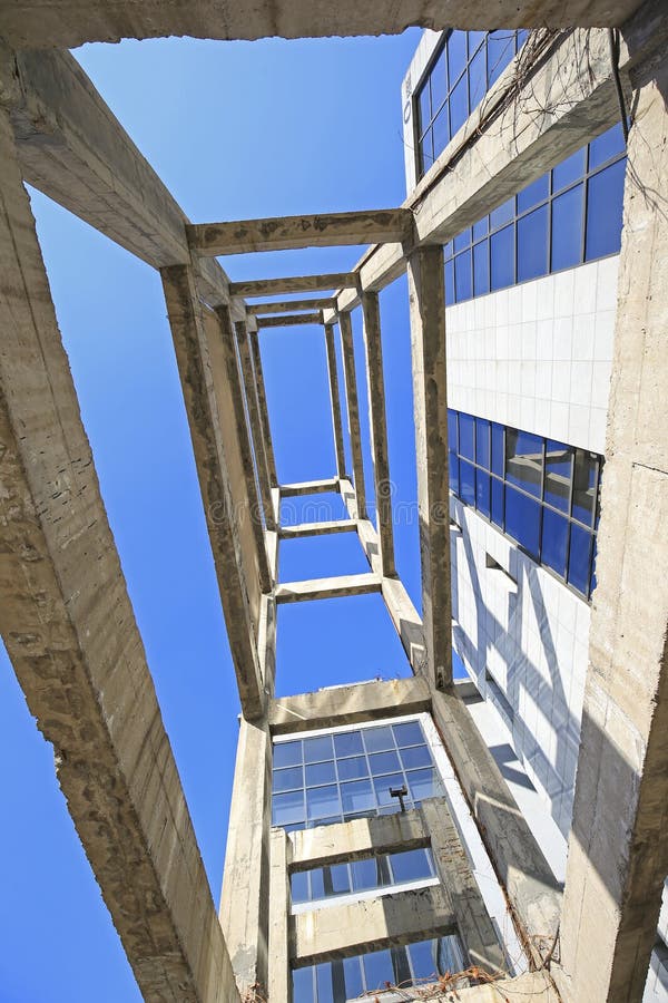 Modern Concrete Structure Building Stock Image - Image of corner ...