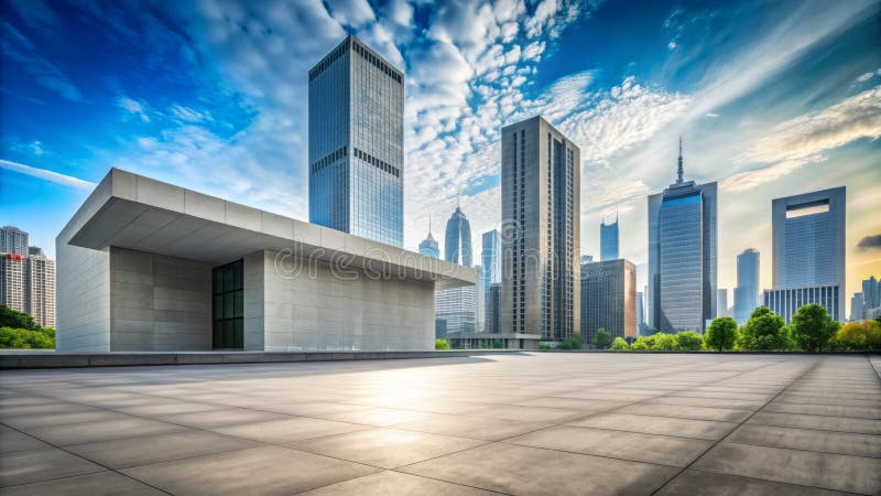 Modern Concrete Structure Dominates Empty Urban Square Against a ...