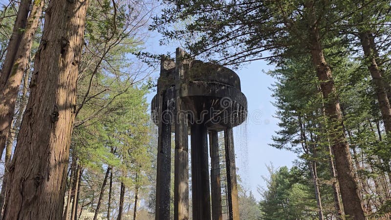 Modern Concrete Tower with Falling Water Stock Video - Video of nature ...