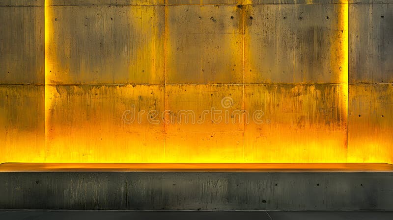 Modern Concrete Wall with Warm Glowing Lights Stock Photo - Image of ...