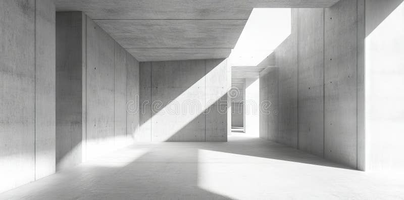 Modern Concrete Walls Form an Empty Room with an Abstract Exterior ...