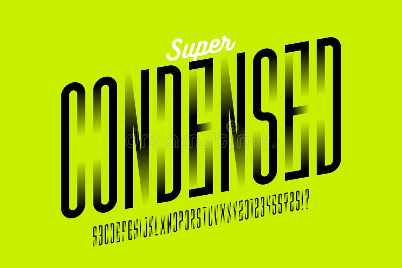Modern Condensed Font with Gradient Elements Stock Vector ...
