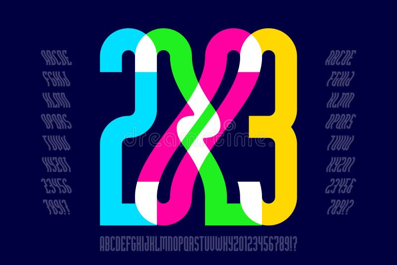 2023, Modern Condensed Style Font Stock Vector - Illustration of ...