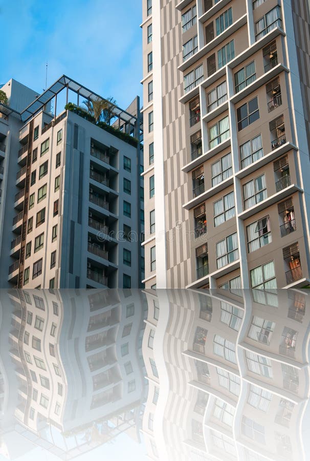 The Modern Condo Building and Reflection Shadow Stock Photo - Image of ...