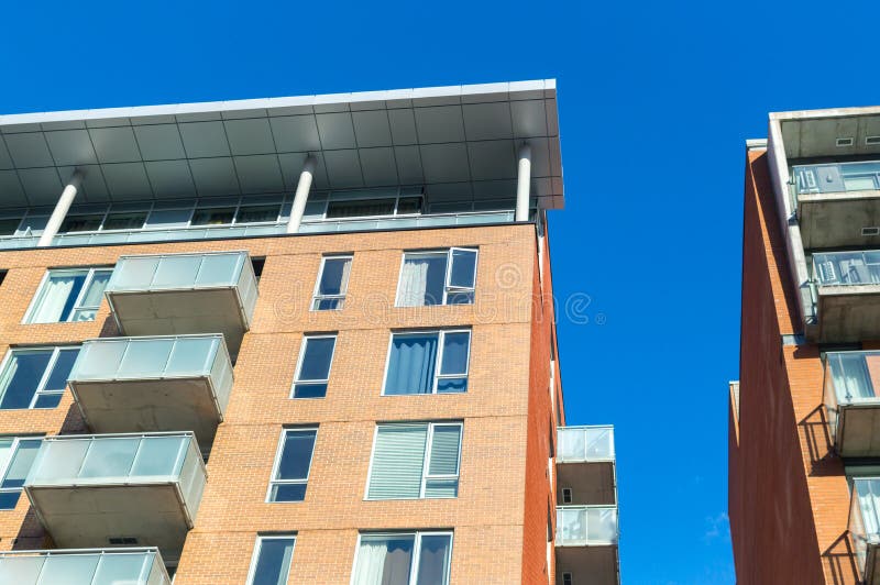 Modern Condo Buildings with Huge Windows in Montreal Stock Image ...