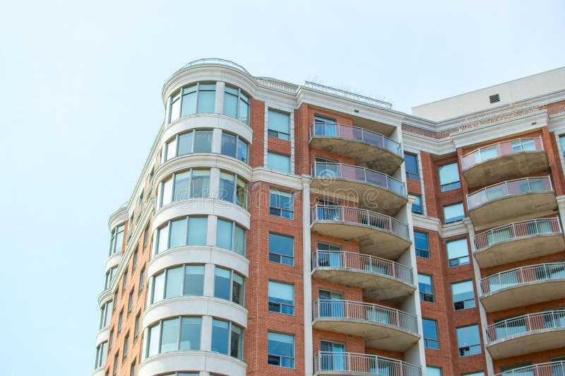 Modern Condo Buildings with Huge Windows Stock Photo - Image of balcony ...