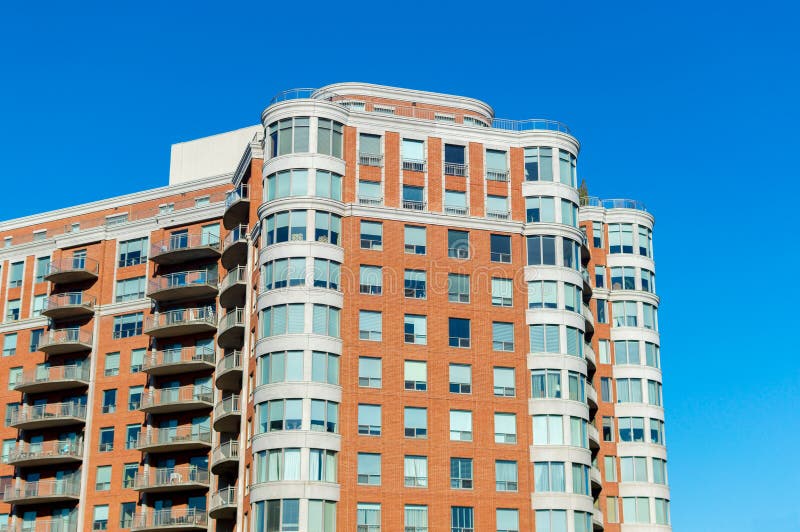 Modern Condo Buildings with Huge Windows in Montreal Stock Image ...
